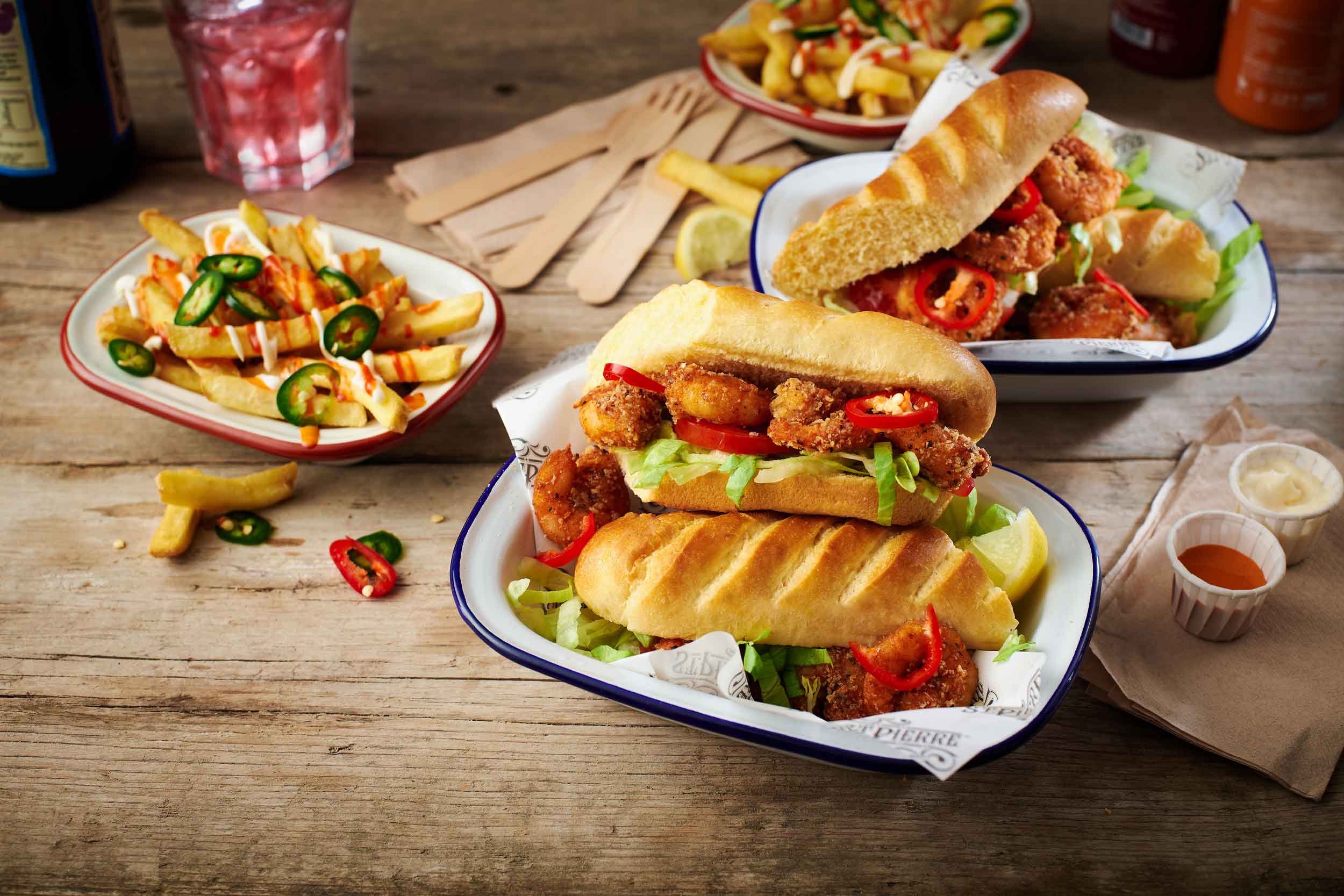 Spicy Prawn Po’ Boys With Sriracha Fries – St Pierre USA